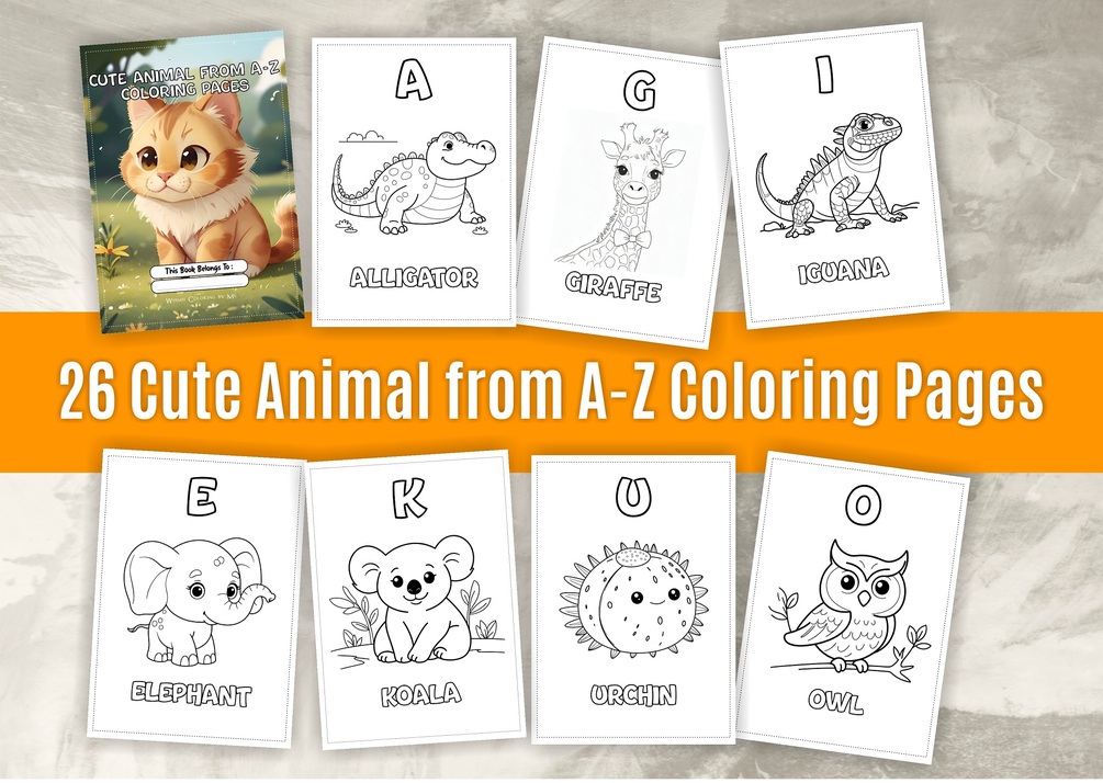 26 Animals from A-Z Coloring Pages For Kids, Toddlers, Preschoolers ...