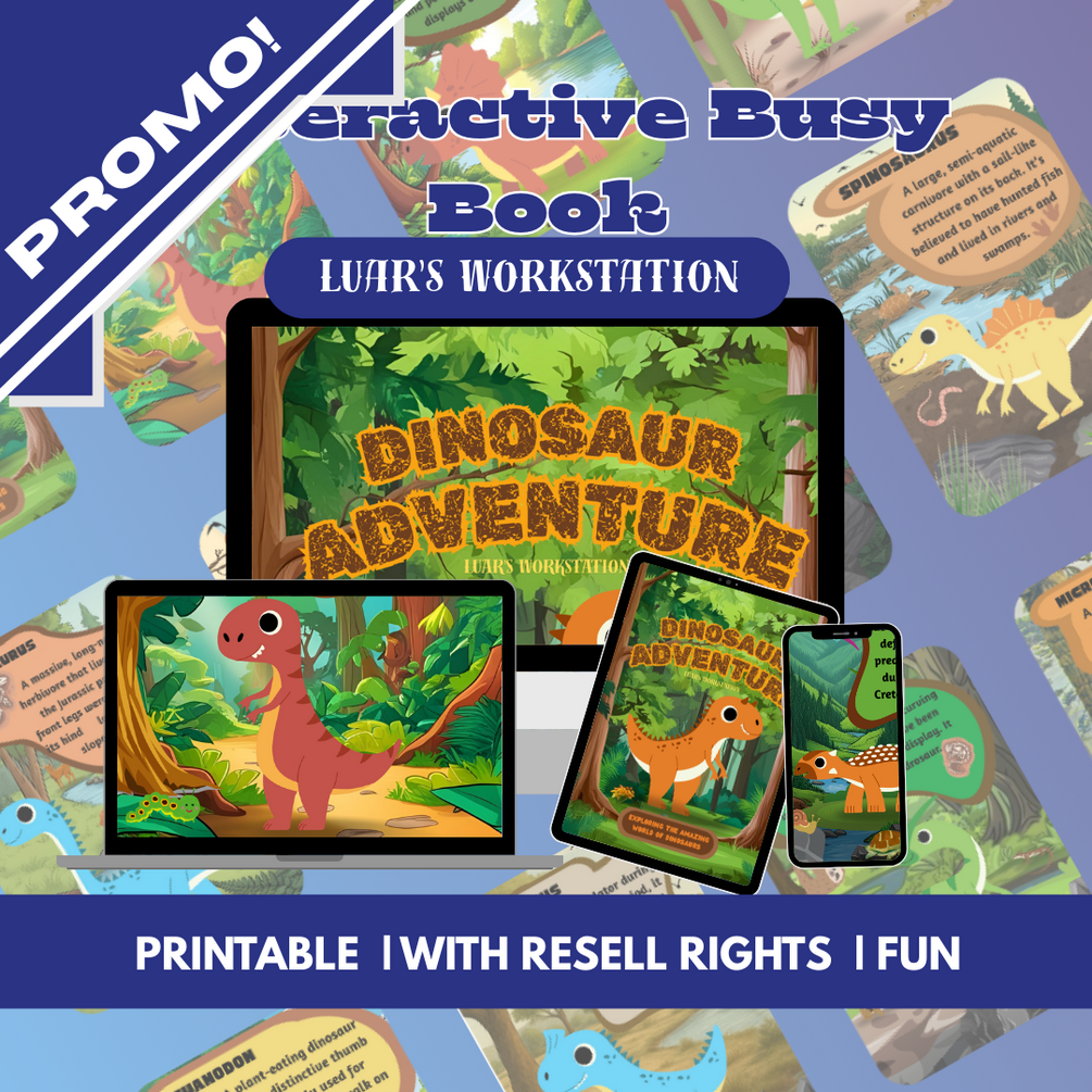 Interactive Busy Book: Dinosaur Adventure! | EDITABLE AND WITH RESELL ...
