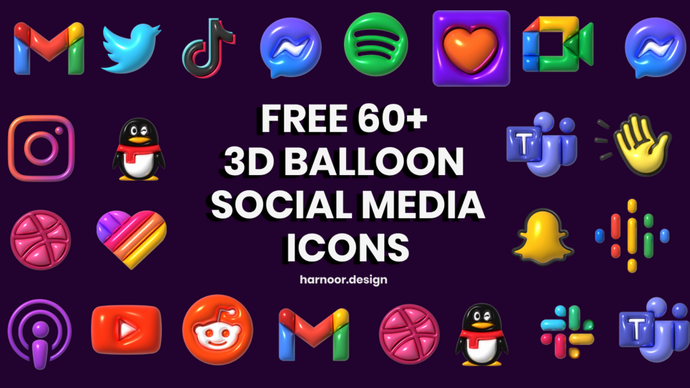 3D Social Media 60+ icons