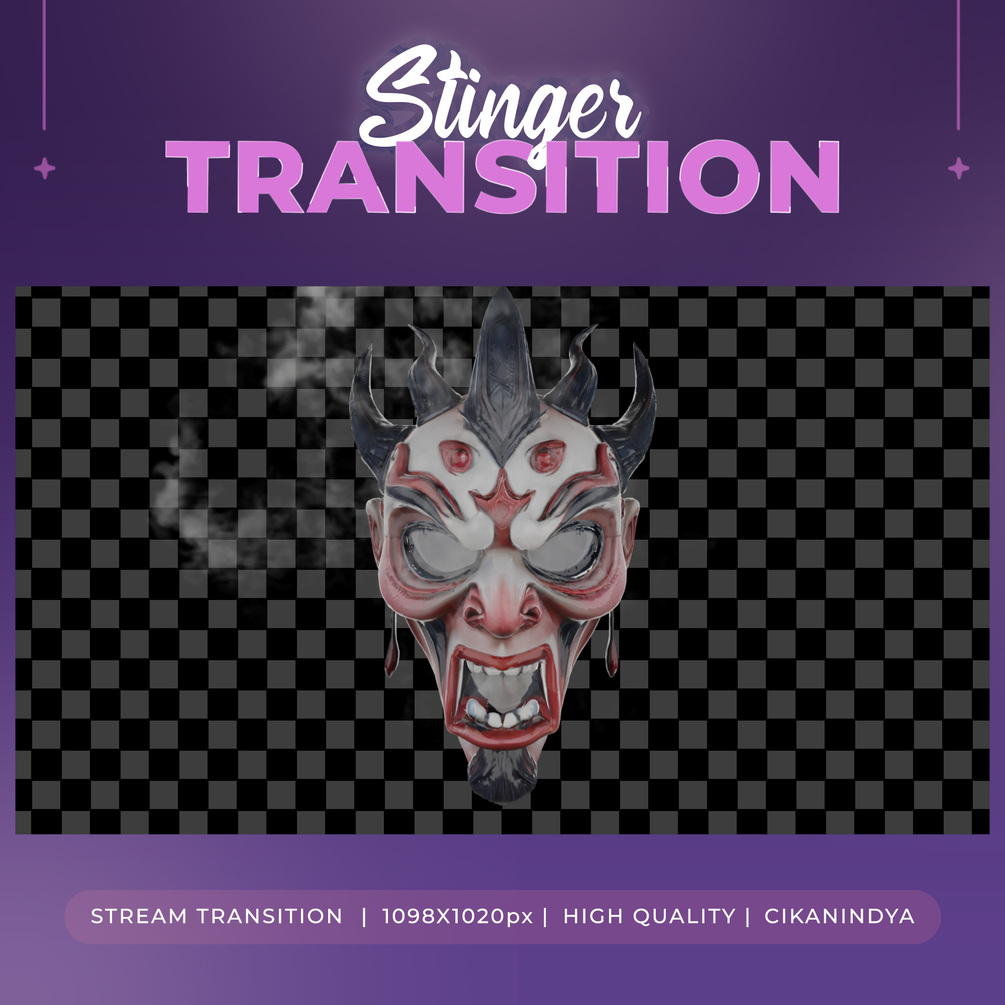 Animated Stinger Transition Oni Mask Smoke Burst | Dramatic Demon Mask ...