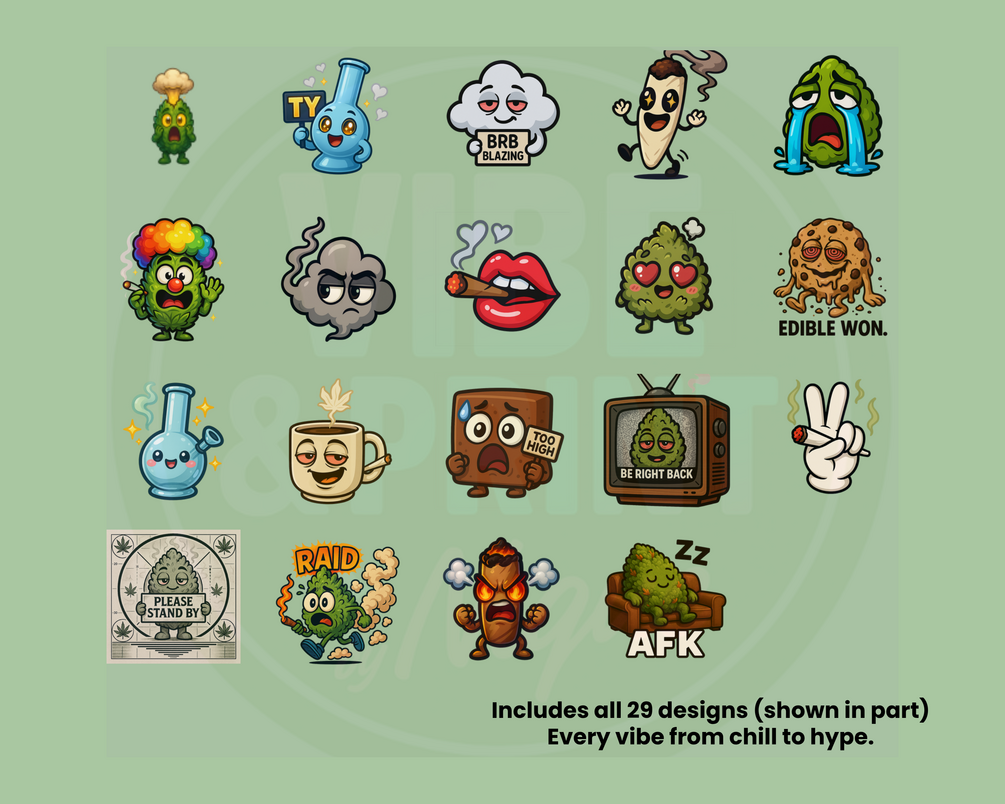 62 Weed Emote Bundle | Funny Cannabis Twitch, Discord & YouTube Emotes ...