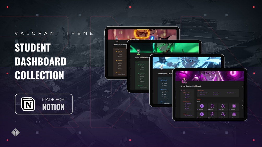 Valorant Student Dashboard: Reyna (Notion Template)