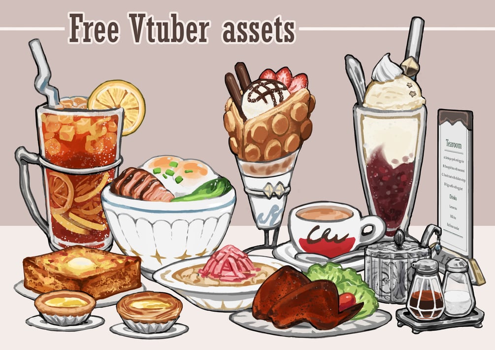 Tea restaurant Vtuber assets