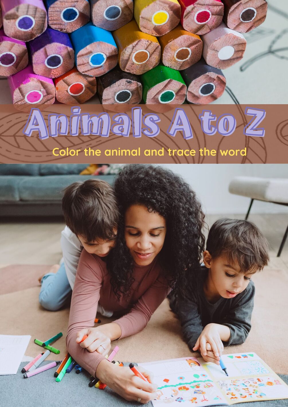 Animals Alphabet A to Z Coloring Worksheet Set