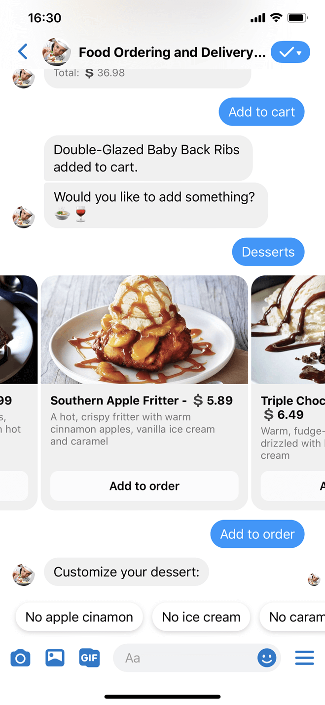 Food Delivery Messenger Chat bot $199