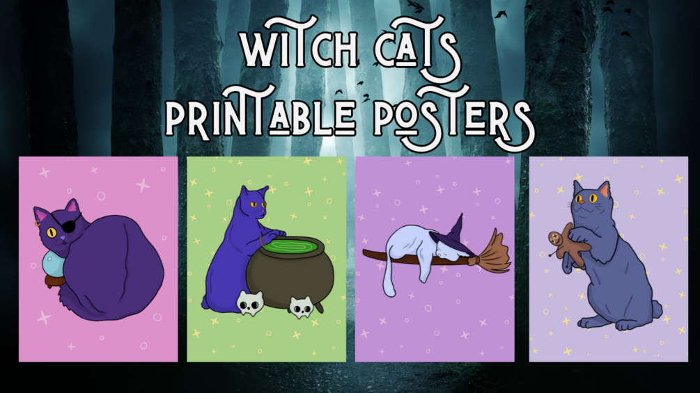 Witch cats - PRINTABLE POSTERS
