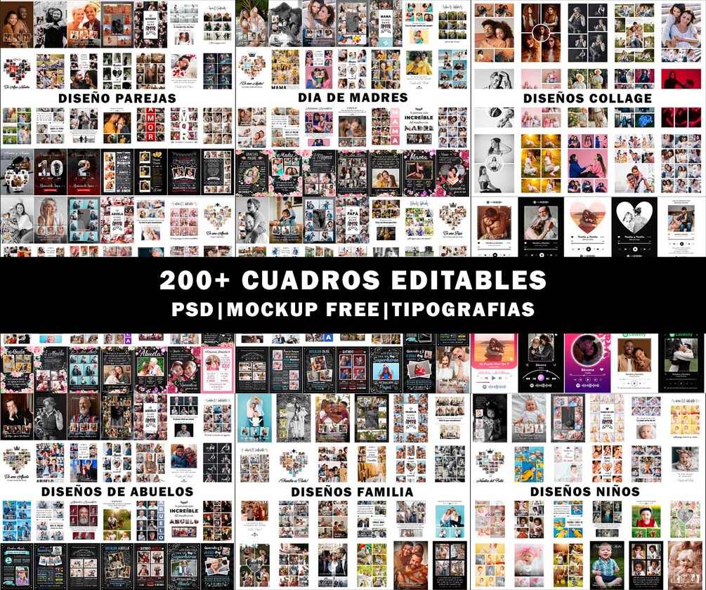 Printable and Editable Collage, Editable Art Prints, PSD