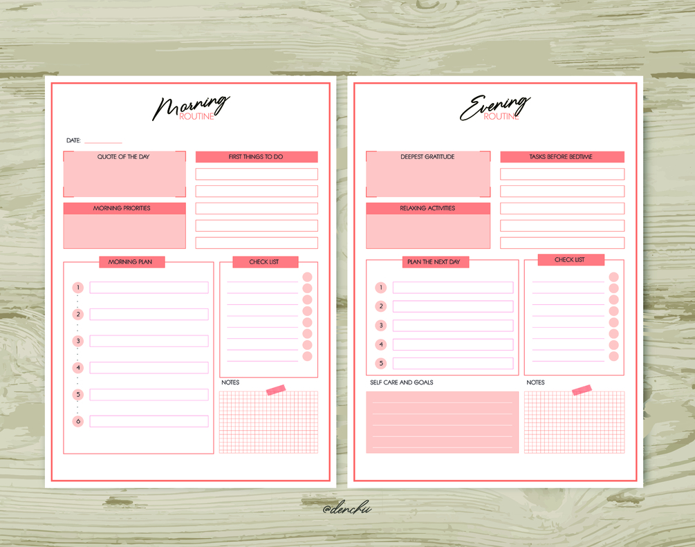 Morning & Evening Routine Printable Planner