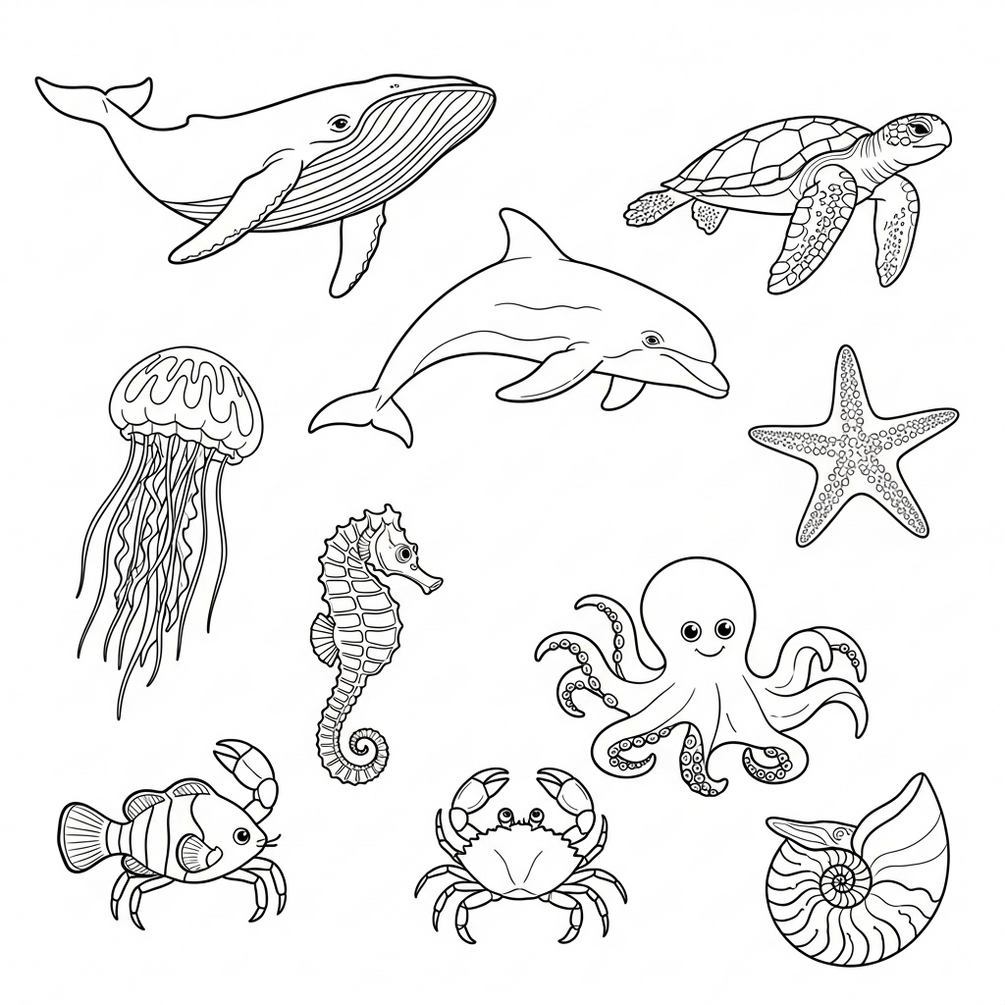 250 Ocean Wonders Coloring Book | An Aquatic Journey for Kids & Adults