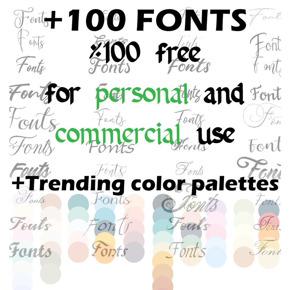 +100 Calligraphy Fonts +Trending color palettes