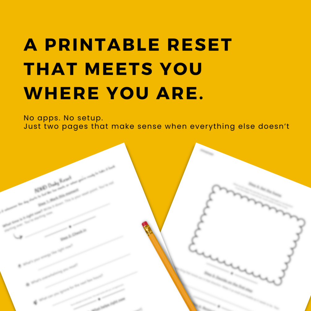 ADHD Daily Reset Printable Two Page PDF Worksheet