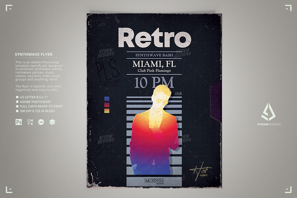 Retrowave Party Flyer 1980s VHS Tape Template
