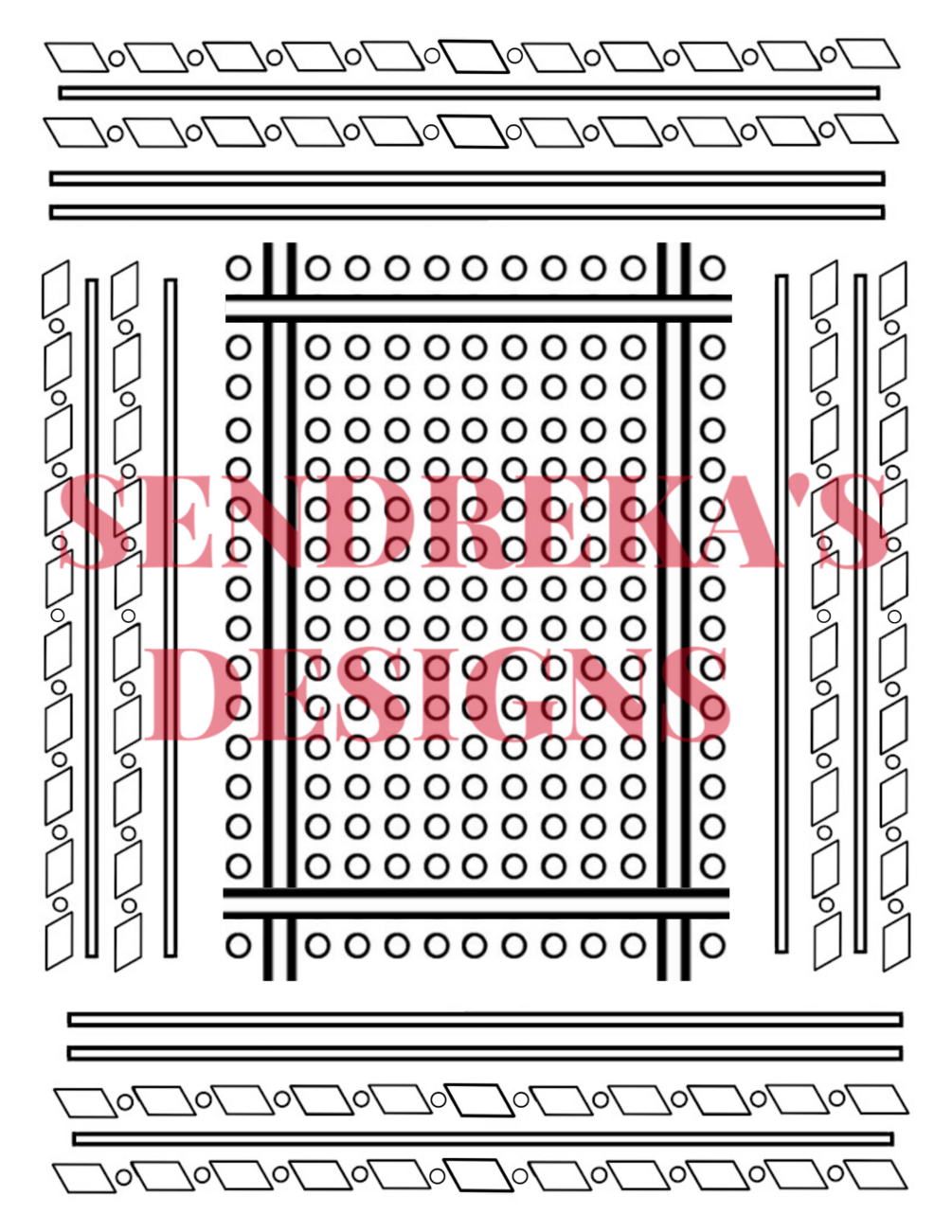 PDF Coloring Page of Framed Lines and Dots