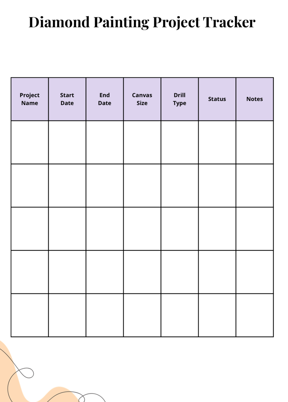 Diamond Painting Tracker – Printable PDF