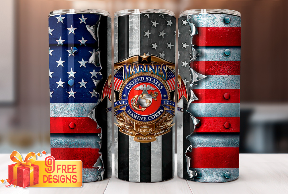 US MARINES Patriotic Sublimation - 20 oz Tumbler, Instant Download, PNG ...