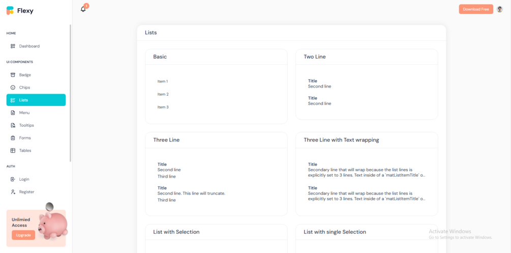 Flexy Free Angular Admin Dashboard Template