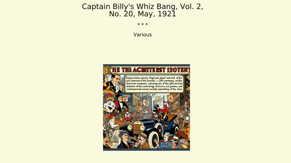Captain Billy's Whiz Bang, Vol. 2, No. 20, May, 1921