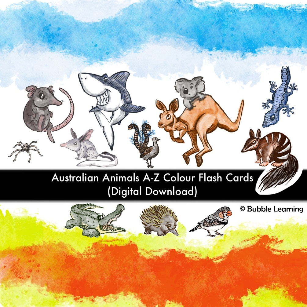 Australian Animal A-Z Flash Cards (Digital Download Only)