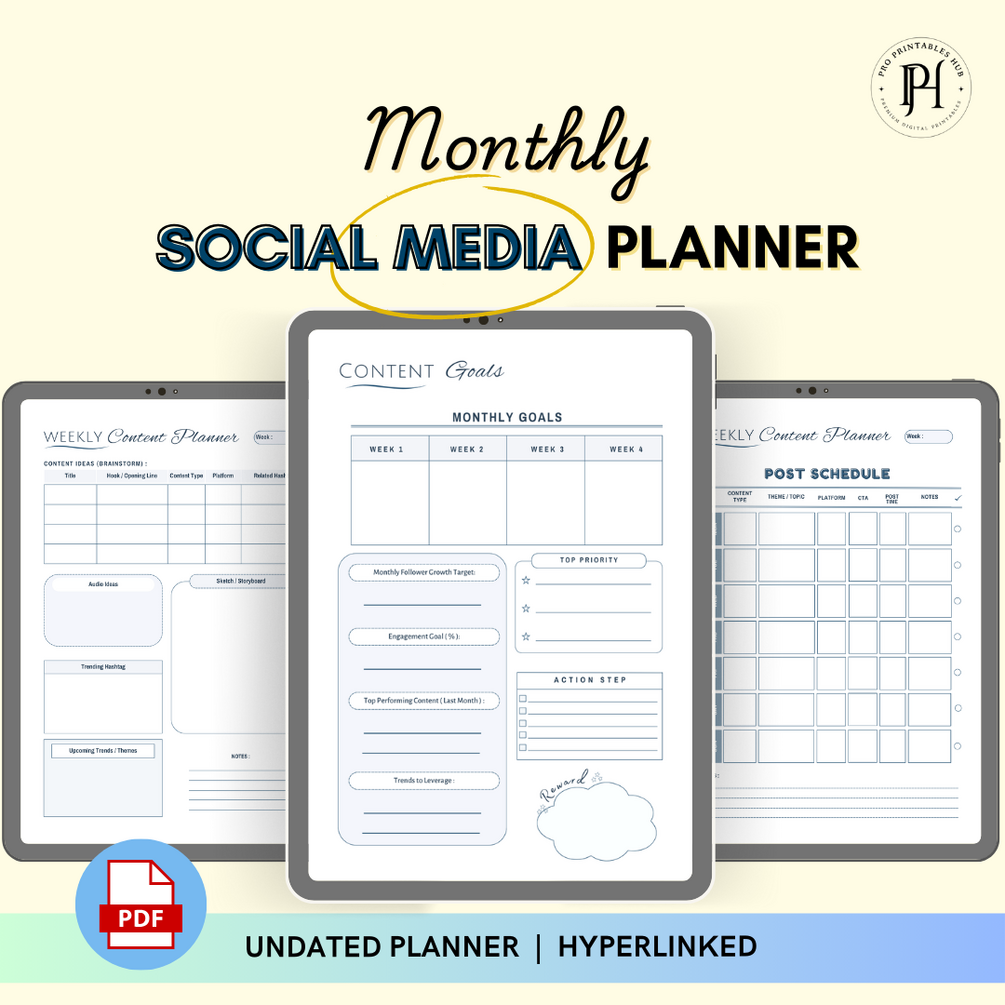 Monthly Social Media Planner | Digital Content Planning | Social Media ...