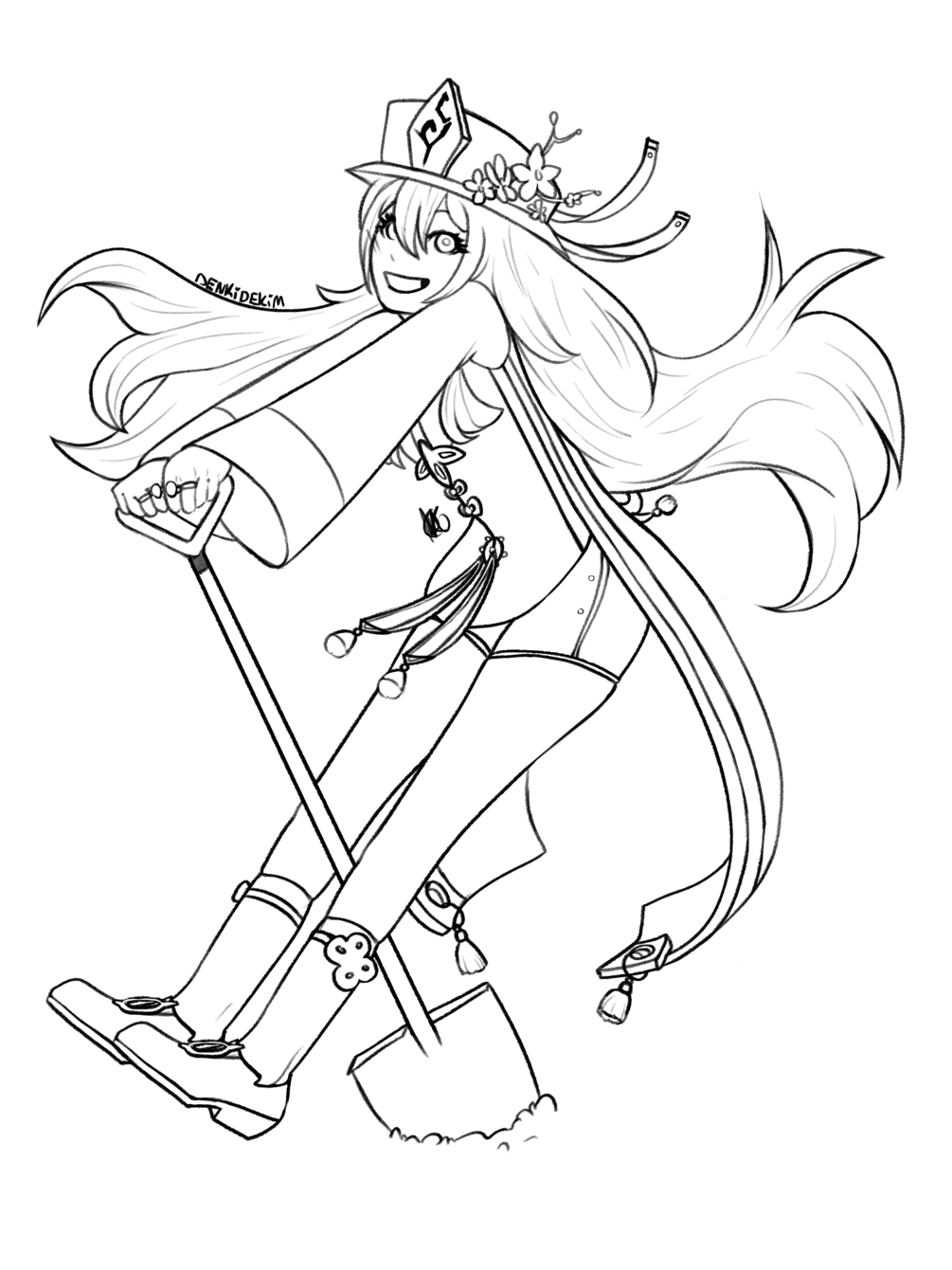 Hu Tao Coloring Page