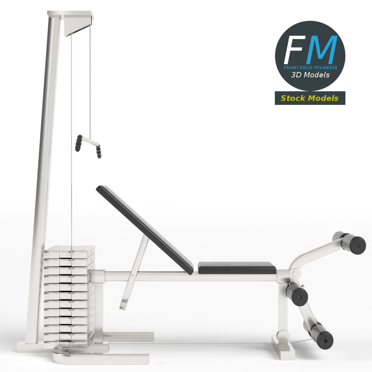 3D MODEL - Gym equipment pectoral and leg bench