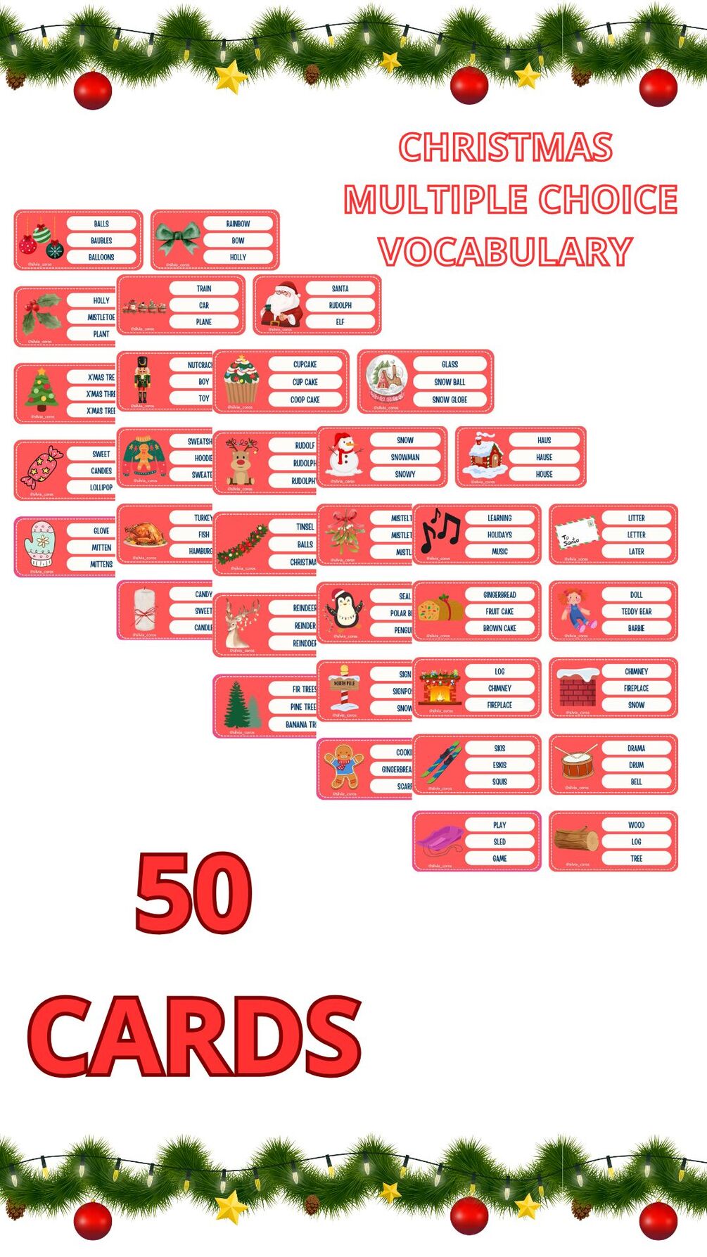 Christmas MULTIPLE CHOICE vocabulary