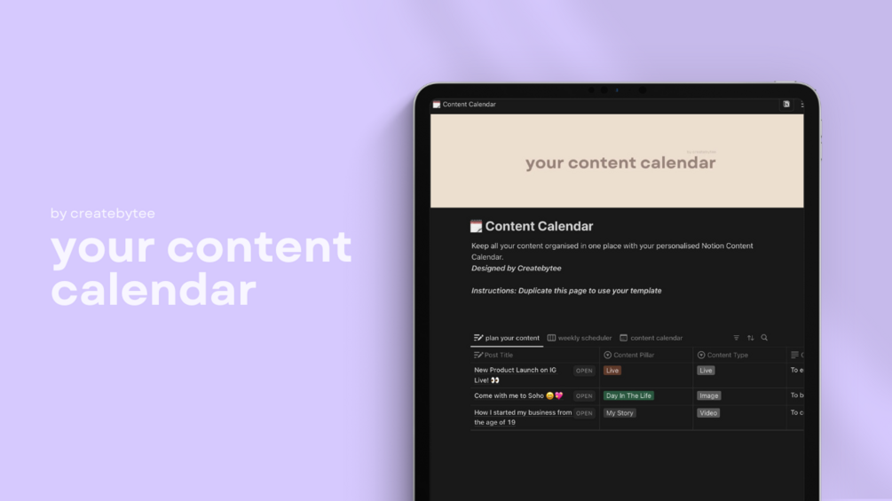 Free Notion Content Calendar