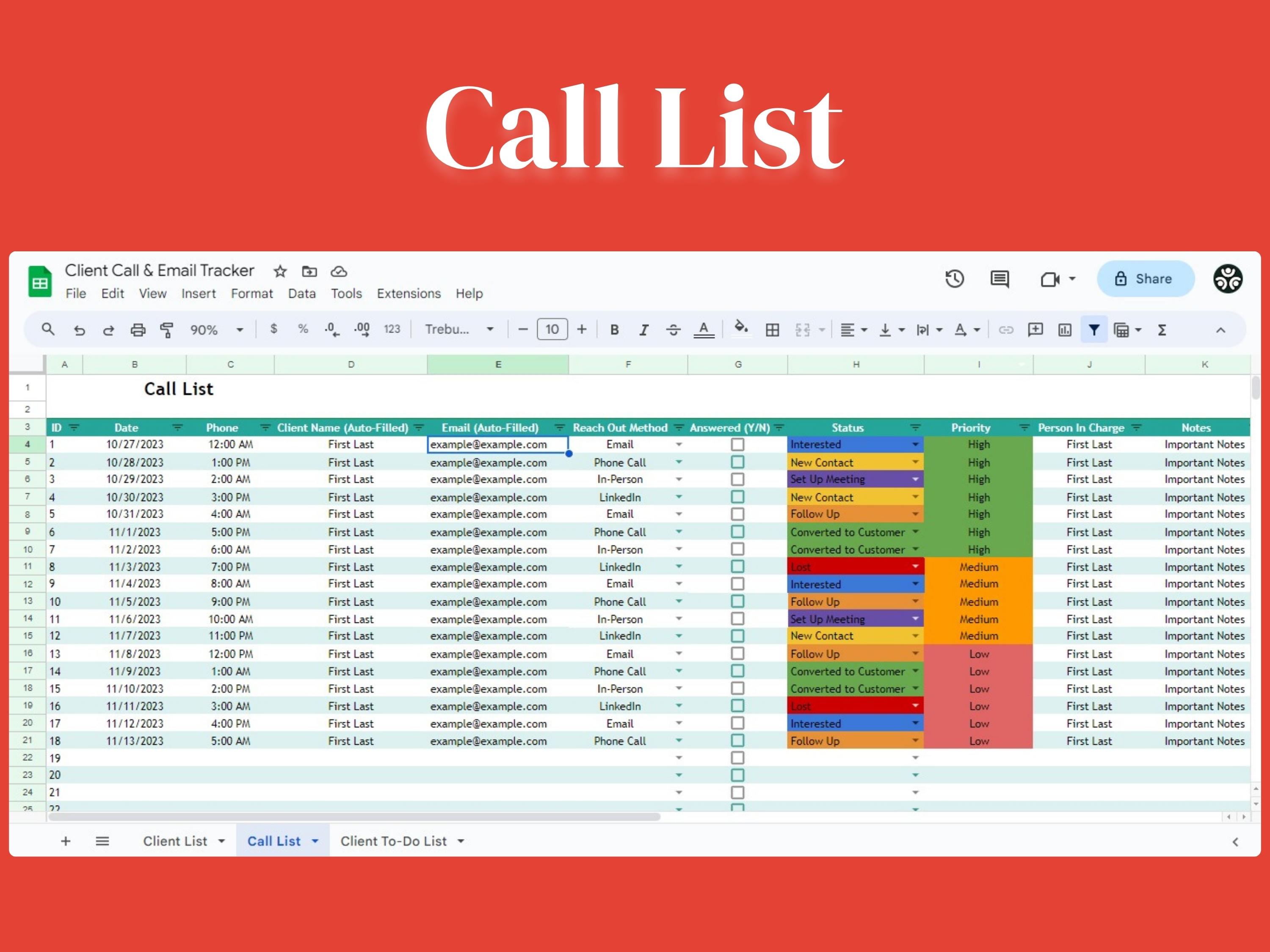 Client Call Tracker & Email Tracker | Google Sheets | Call Log | Small ...