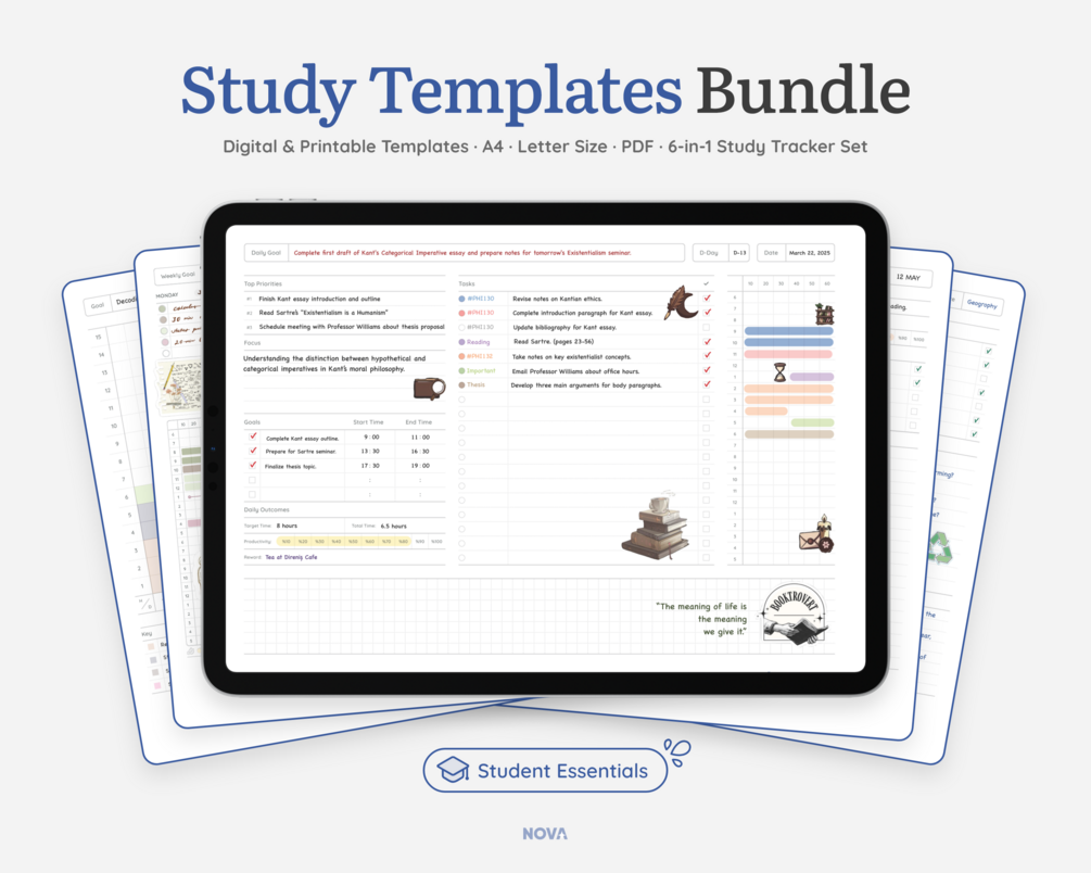 Study Templates Bundle – Digital and Printable