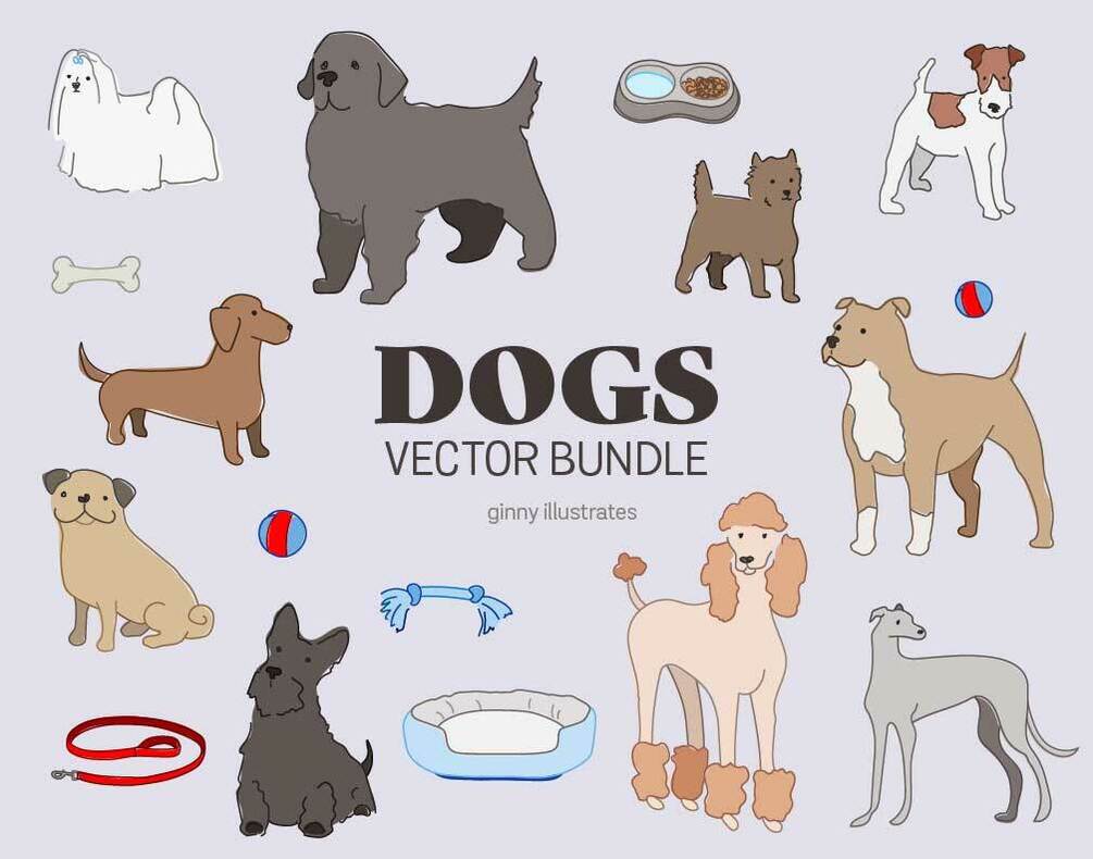 Dogs illustration vector bundle