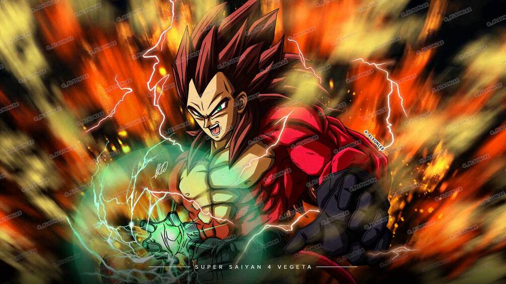 DBZ, DBS,DBGT ANIME Super Saiyan 4 Vegeta Wallpaper | Digital Download