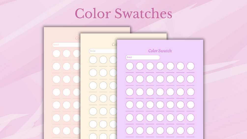 Printable Marker & Pencil Color Swatch Charts – PDF & PNG | 3 Versions