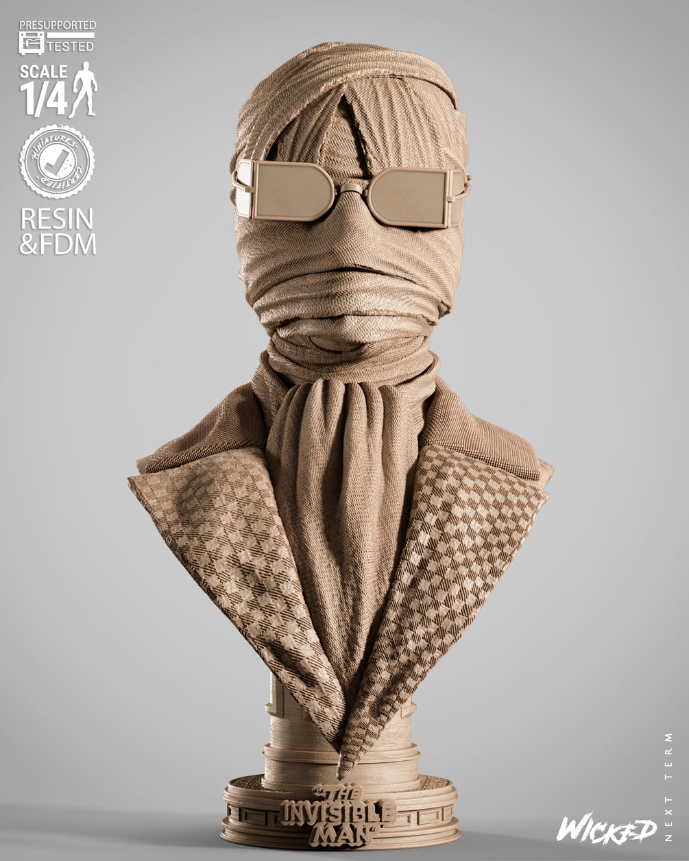 Wicked Movies Invisible Man Portrait Bust: Tested and ready for 3D printing