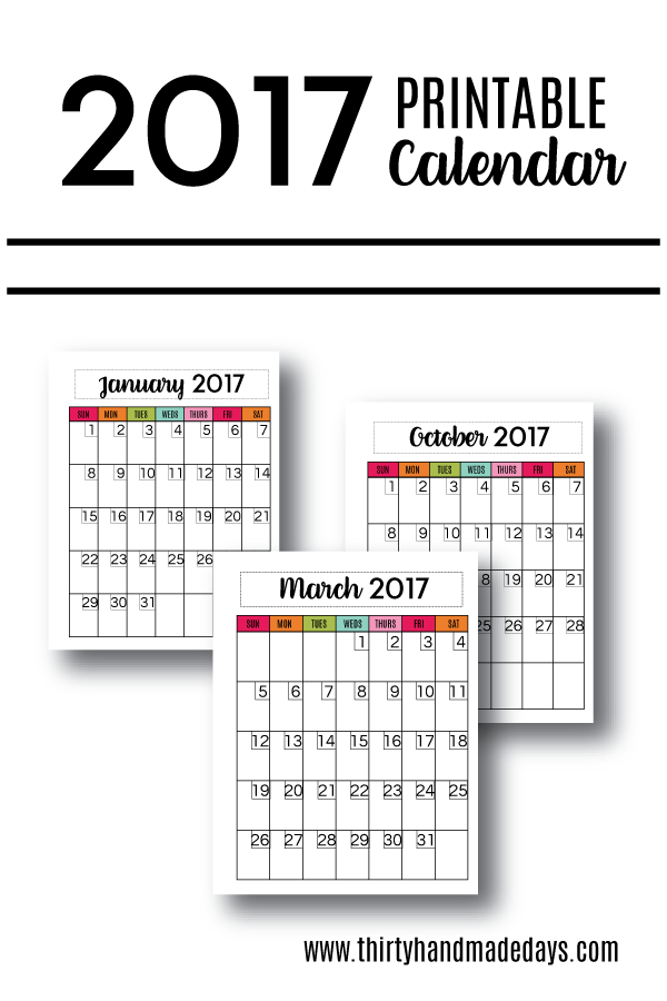 2017 Printable Calendar