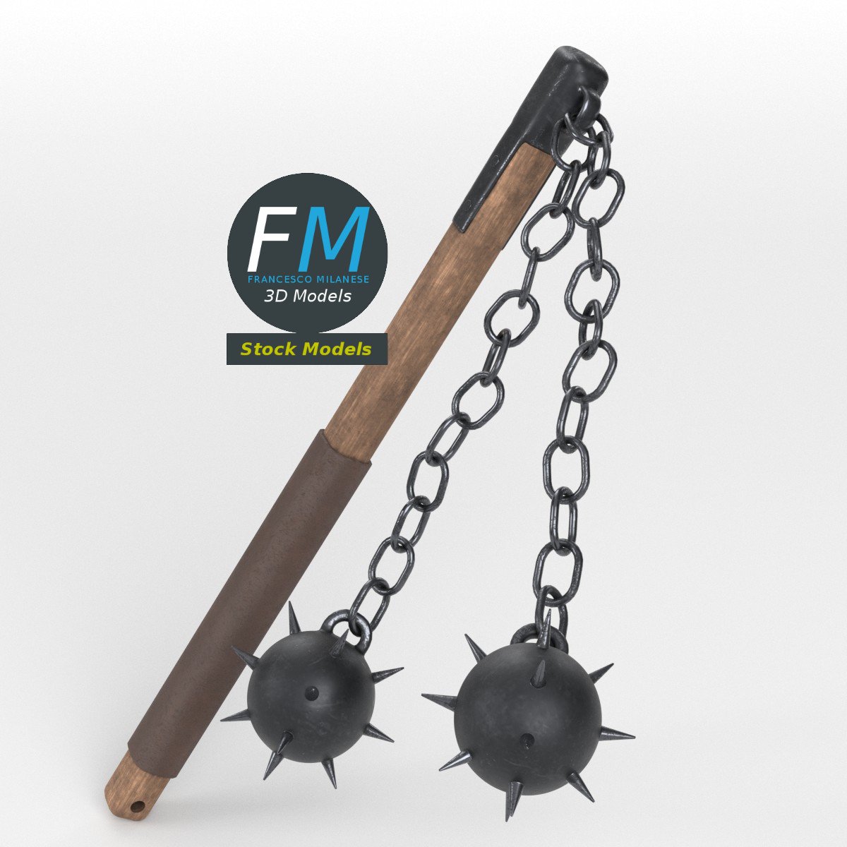 3D MODEL - Twin ball flail medieval weapon 3D MODEL - Twin ball flail medieval weapon