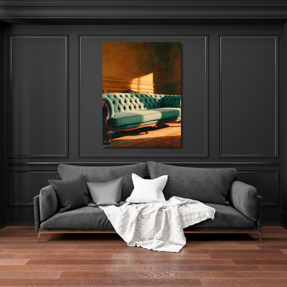 Elegance | Vintage Teal Sofa | Wall Art