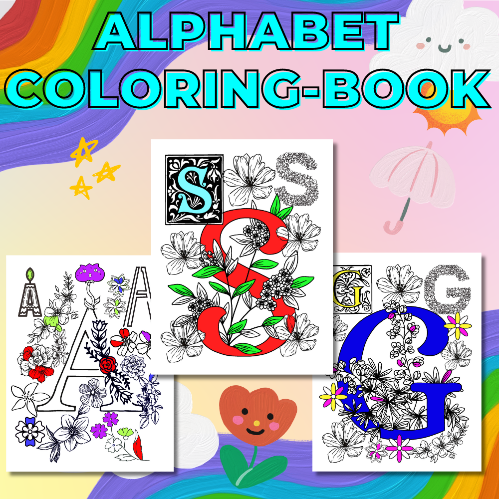 Creative and Beautiful Floral Alphabet Designs Coloring Book