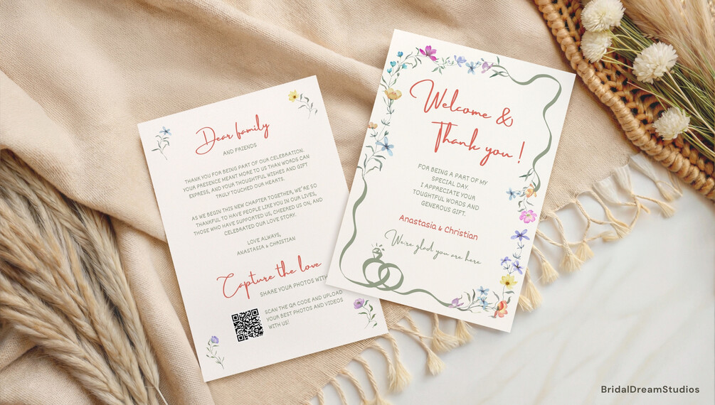 Thank You Card Wedding Wildflower Canva Template, WF2