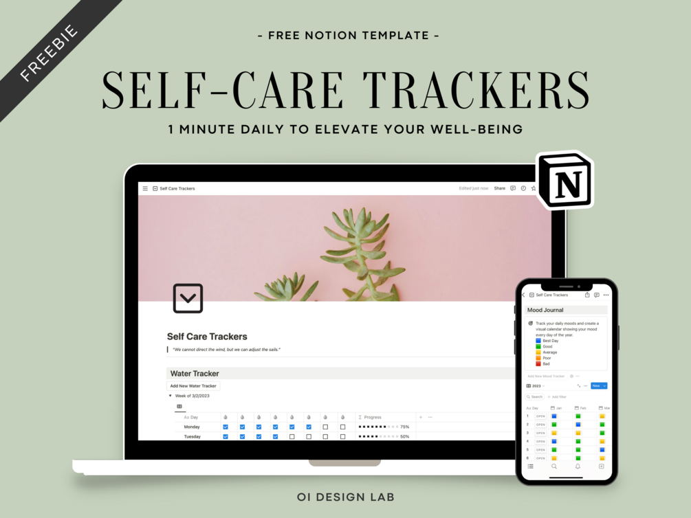 Free Notion Self-Care Trackers