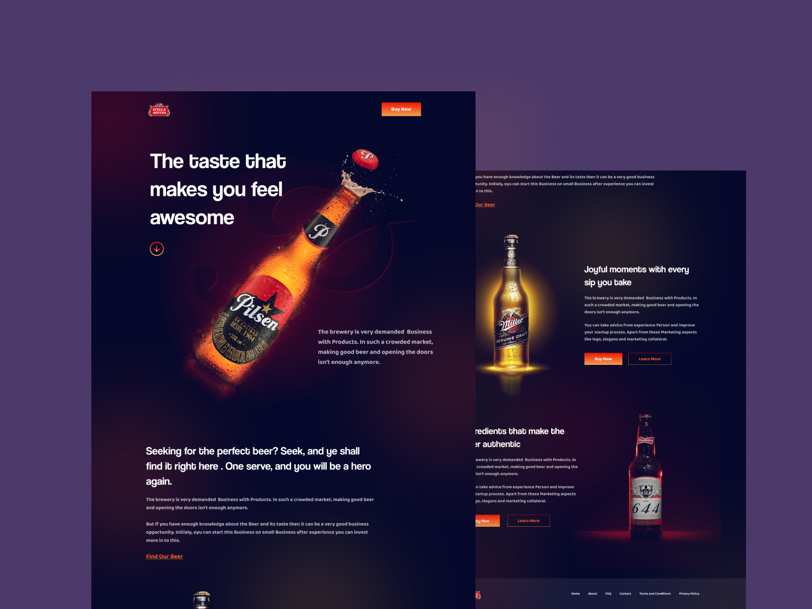 Juice Bottle Website UI landing page design