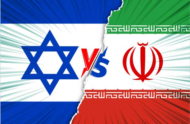 Israel vs Iran war vector Illustration 2 concept