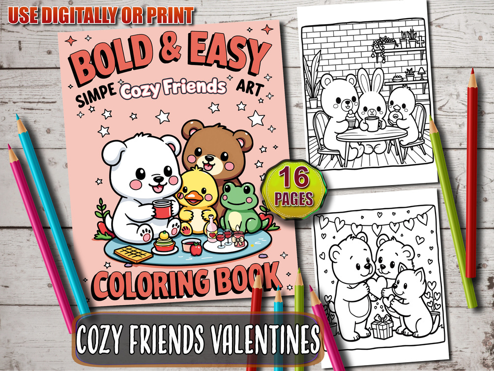 Fluffy Friends Valentine's Coloring Book: Cozy Scenes with Cute Animals ...