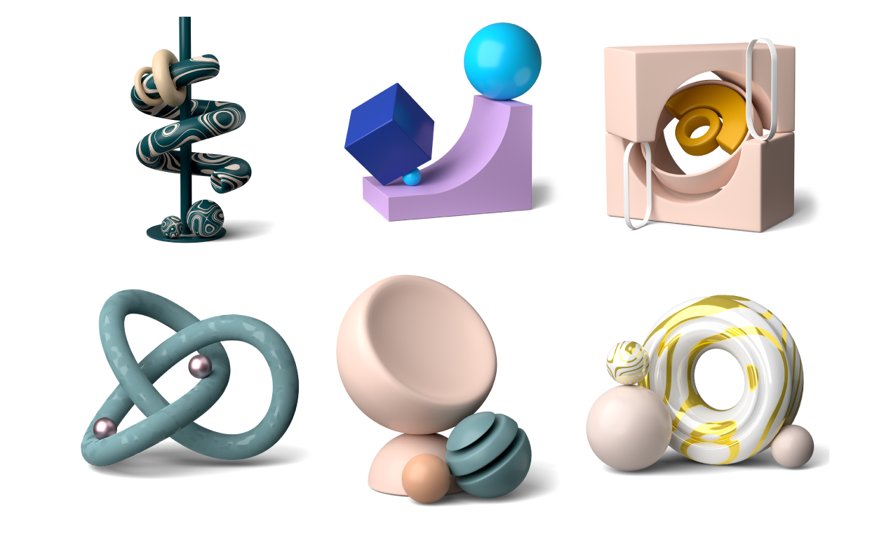 3D Abstract illustrations - 76 Vector Elements
