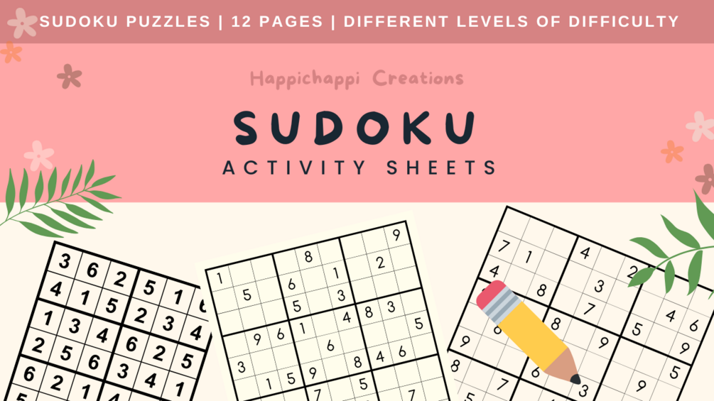x12 SUDOKU PUZZLE ACTIVITY SHEETS & SOLUTIONS