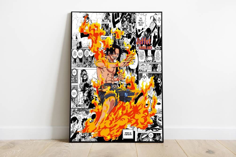 Print/Cadre Pixel Art : Ace (One Piece)