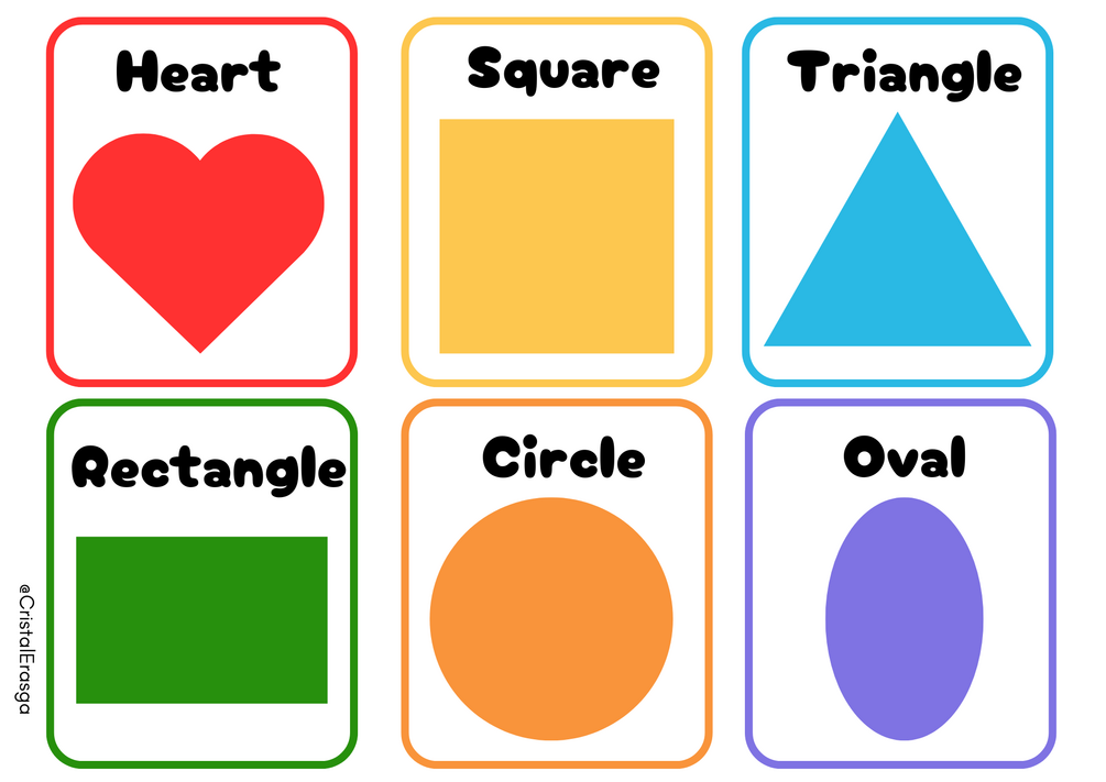 Digital/PDF Printable Shape Flash Cards for Kids