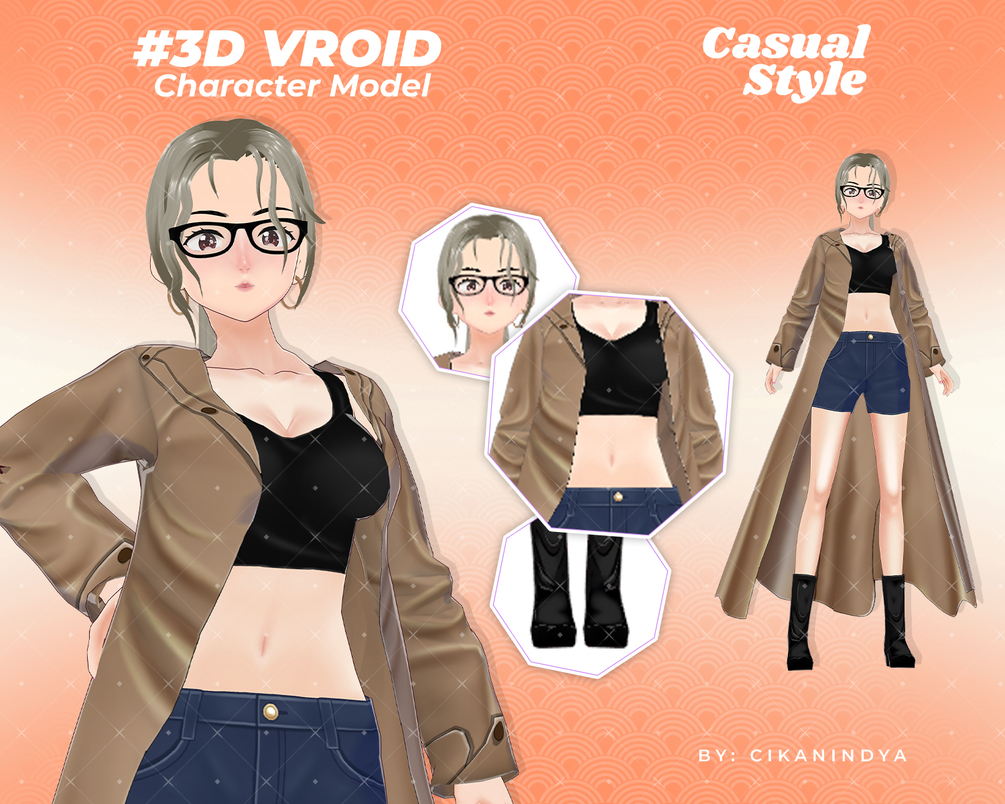 Virtual Persona 3D Vroid Character Korean Style Casual Dress for Unique ...