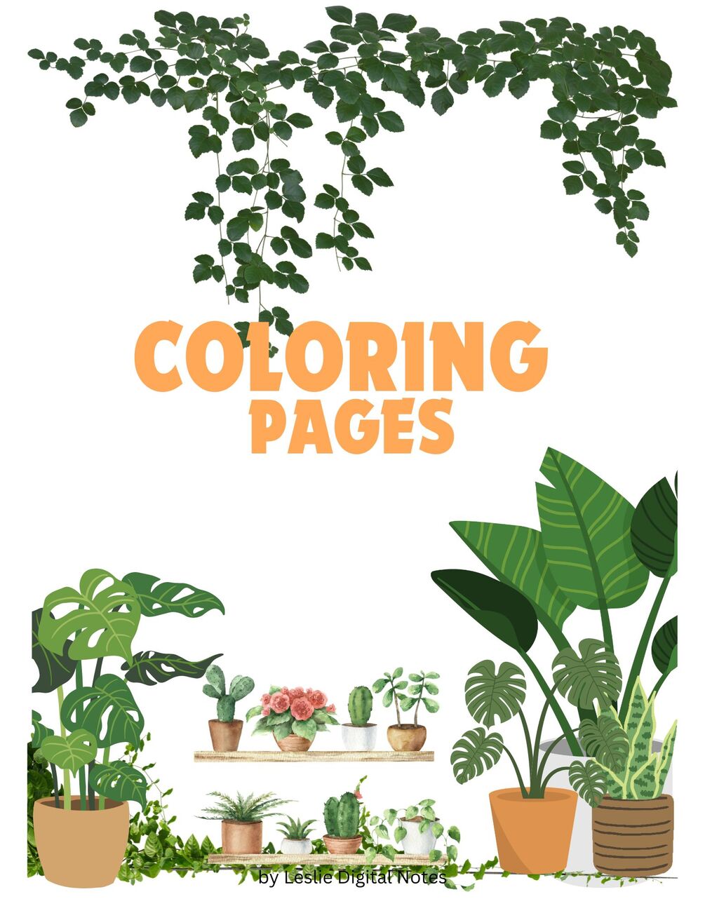 Kid and Adult Coloring Book Plants Design