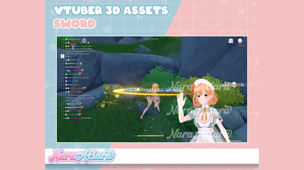 3D Vtuber Assets Nightfallen Sword vroid commission, 3D assets ready to ...