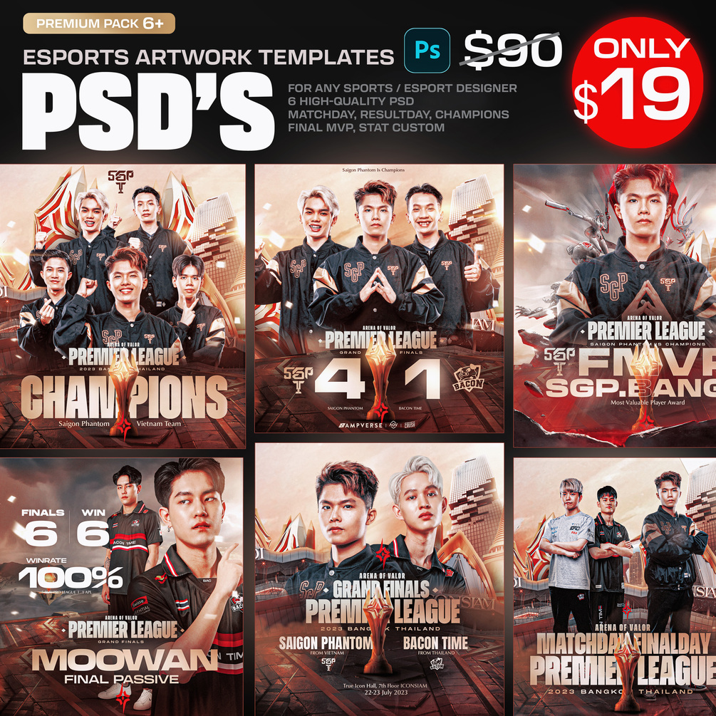 Exclusive Esports Artwork Templates PSD Pack bundle